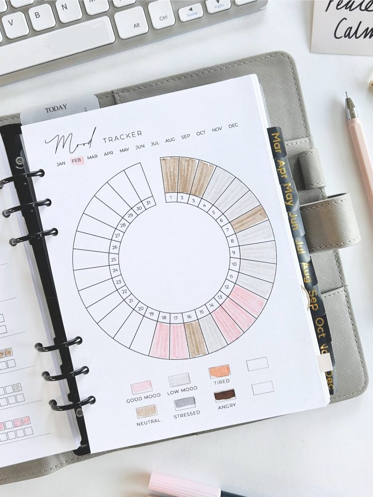 Mood tracker planner insert